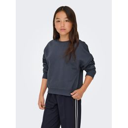 Sweatshirt KIDS Only "KOGSWEAT L/S CREW OVERSIZE SWT NOOS", M&auml;dchen, Gr. 122/128, blau (ombre blau), Sweatware, Obermaterial: 60% Baumwolle, 40% Polyester, unifarben, Basic, loose fit h&uuml;ftlang, Rundhals, Rippb&uuml;ndchen, Sweatshirts Sweatshirt
