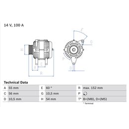 Bosch Generator 0986047280 f&uuml;r Opel Vaughall Fiat HOLDEN