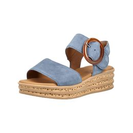 Keilsandalette Gabor "Gabor Sandalen Leder", Damen, Gr. 38,5, denim, Leder, Schuhe