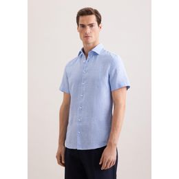 Leinenhemd Seidensticker "Schwarze Rose", Herren, Gr. S (38), normale &Auml;rmell&auml;ngen, hellblau, 100% Leinen, unifarben, slim fit, Hemden, Slim 1/2 Kentkragen Uni