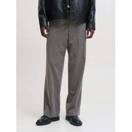 Jack & Jones Anzughose JACK & JONES "JPSTBILL TOBY CHINO NOOS", Herren, Gr. 30, L&auml;nge 32, grau melange, Web, Obermaterial: 82% Polyester, 16% Viskose, 2% Elasthan, meliert, weit lang, Hosen Anzughose, Materialmix, weit geschnitten, niedrige Taille