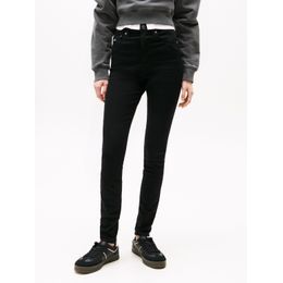 Skinny-fit-Jeans Tommy Jeans "Sylvia High Rise Skinny", Damen, Gr. 31, L&auml;nge 28, schwarz (denim schwarz), Denim/Jeans, Obermaterial: 90% Baumwolle, 8% Elastomultiester, 2% Elasthan, skinny fit, Jeans, Eng anliegende Denim Jeans mit hoher Leibh&ouml;he