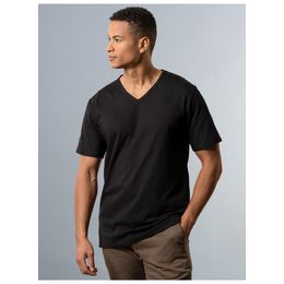 T-Shirt TRIGEMA "TRIGEMA T Shirt aus Biobaumwolle mit V-Ausschnitt", Herren, Gr. 3XL, schwarz, Single Jersey, 100% Baumwolle (Bio-Baumwolle kbA), Basic, lang, V-Ausschnitt, Shirts T-Shirt