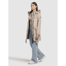 Kurzmantel Khujo "MOSTI", Damen, Gr. M, beige, Web, 100% Polyester, unifarben, slim fit ca. Mitte Oberschenkel, eingesetzt abgesteppte Kante mit Druckkn&ouml;pfen, M&auml;ntel Kurzmantel