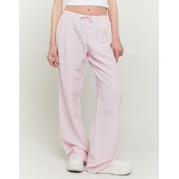 Schlupfhose Tally Weijl "SPALIMELANY", Damen, Gr. 34, N-Gr, pink mist, wei&szlig;, Web, Obermaterial: 48% Viskose, 40% Baumwolle, 12% Leinen, unifarben, weit lang, Hosen Schlupfhose, Viskosemischung, weit