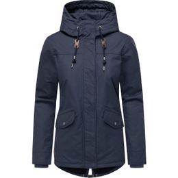 Winterjacke Ragwear "Parkker Warm YOUMODO", Damen, Gr. 4XL (48), navy, Obermaterial: 65% Polyester, 35% Baumwolle; Innenfutter: 100% Polyester; Wattierung: 100% Polyester, figurumspielend Po-bedeckend, hoch geschlossener Ausschnitt, eng Rippstrickb&uuml;ndchen verstellbar, Jacken Winterjacke, Winter Parka mit kuscheligem Teddy-Innenfutter