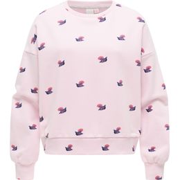 Sweater Ragwear "Wuss Shells", Damen, Gr. S (36), rosa, Material: 70% Baumwolle, 30% Polyester, oversize h&uuml;ftlang, Rundhals, &Auml;rmel ohne &Auml;rmelschlitz Rippb&uuml;ndchen, Sweatshirts Sweater, l&auml;ssiges oversized Damen Sweatshirt mit Allover-Print