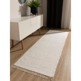 benuta Basic Kurzflor Teppich aus recyceltem Material Tom Cream 70x200 cm - Moderner Kurzflor-Teppich f&uuml;r Wohnzimmer