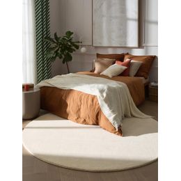 benuta Pure Wollteppich Vera Cream &oslash; 160 cm - Naturfaserteppich aus Wolle