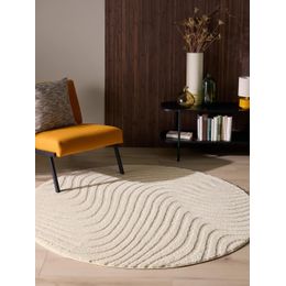 benuta Nest Kurzflor Teppich Rund Eve Cream 160x160 cm - Moderner Kurzflor-Teppich f&uuml;r Wohnzimmer