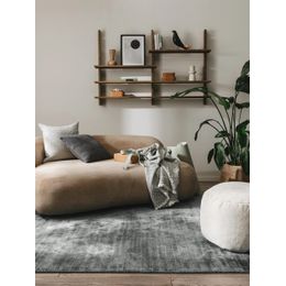 benuta Pure Viskoseteppich Nova Dunkelgrau 120x170 cm - Moderner Kurzflor-Teppich f&uuml;r Wohnzimmer