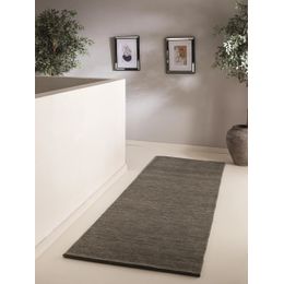 benuta Nest Wollteppich L&auml;ufer f&uuml;r Flur Jamal Grau 80x300 cm - Naturfaserteppich aus Wolle