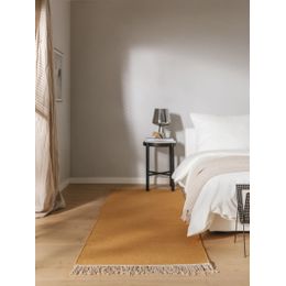 benuta Pop Wollteppich Liv Gelb 80x250 cm - Naturfaserteppich aus Wolle