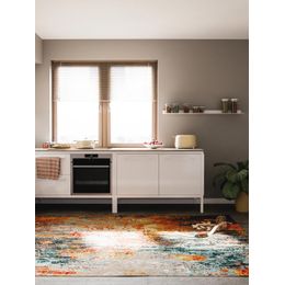 benuta Nest Kurzflor Teppich Casa Multicolor 140x200 cm - Bunter Teppich f&uuml;r Wohnzimmer