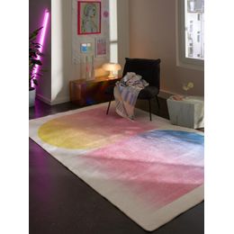 benuta Pop Waschbarer Kurzflor Teppich Luna Multicolor/Pink 160x230 cm - Bunter Teppich f&uuml;r Wohnzimmer