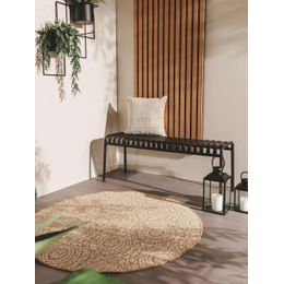 benuta Nest In- & Outdoor-Teppich Rund Cleo Cream/Beige &oslash; 120 cm - Teppich f&uuml;r Balkon, Terrasse & Garten