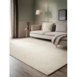 benuta Nest Hochflor Shaggyteppich Soda Wei&szlig; 80x150 cm - Bettvorleger f&uuml;r Schlafzimmer