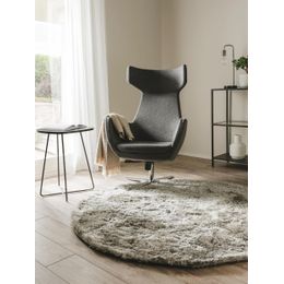 benuta Nest Hochflor Shaggyteppich Whisper Grau &oslash; 200 cm - Hochflor Teppich f&uuml;r Wohnzimmer