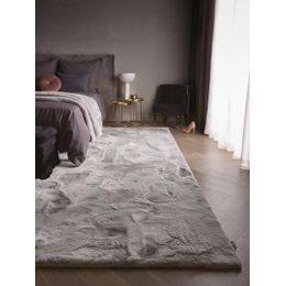 benuta Finest Hochflor Shaggyteppich Fine Grau 80x150 cm - Bettvorleger f&uuml;r Schlafzimmer