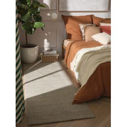 benuta Pure Wollteppich L&auml;ufer f&uuml;r Flur Vera Hellgrau 80x300 cm - Naturfaserteppich aus Wolle