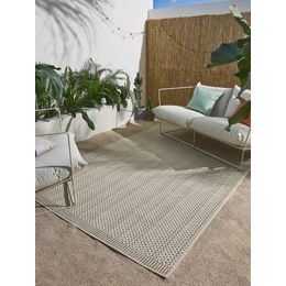 benuta Nest In- & Outdoor-Teppich Agra Cream/Blau 140x200 cm - Teppich f&uuml;r Balkon, Terrasse & Garten