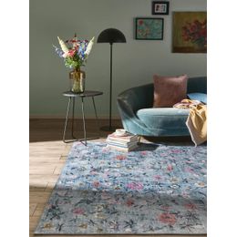 benuta Nest Waschbarer Kurzflor Teppich Milly Multicolor/Blau 160x230 cm - Bunter Teppich f&uuml;r Wohnzimmer
