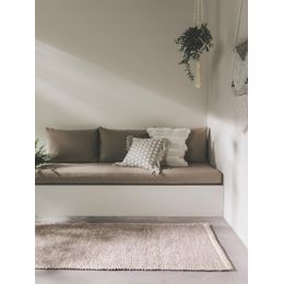 benuta Pure Kurzflor Teppich aus recyceltem Material Kiah Cream/Taupe 70x200 cm - Moderner Kurzflor-Teppich f&uuml;r Wohnzimmer