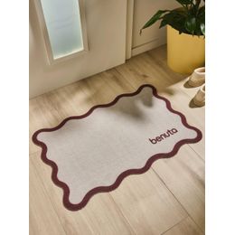 benuta Fu&szlig;matte Curl Beige/Braun 50x80 cm - Moderner Kurzflor-Teppich f&uuml;r Wohnzimmer