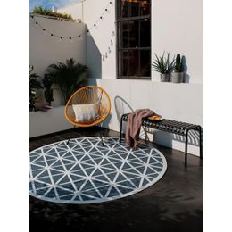 benuta Pop In- & Outdoor-Teppich Orion Blau &oslash; 200 cm - Teppich f&uuml;r Balkon, Terrasse & Garten