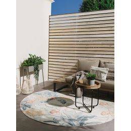 benuta Basic In- & Outdoor-Teppich Flora Multicolor &oslash; 200 cm - Teppich f&uuml;r Balkon, Terrasse & Garten
