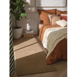 benuta Pure Wollteppich L&auml;ufer f&uuml;r Flur Vera Braun 80x250 cm - Naturfaserteppich aus Wolle