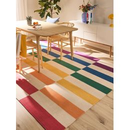 benuta Nest Flachgewebeteppich Judith Multicolor 300x400 cm - Bunter Teppich f&uuml;r Wohnzimmer