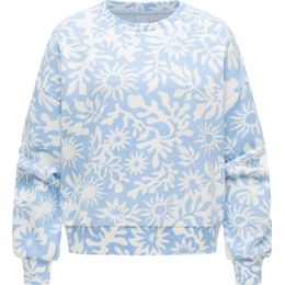 Sweater Ragwear "Wuss Print", Damen, Gr. L (40), hellblau, Material: 70% Baumwolle, 30% Polyester, oversize h&uuml;ftlang, Rundhals, &Auml;rmel ohne &Auml;rmelschlitz Rippb&uuml;ndchen, Sweatshirts Sweater, l&auml;ssiges oversized Damen Sweatshirt mit Allover-Print