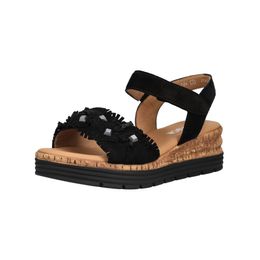 Riemchensandale Gabor COMFORT "Gabor Comfort Sandalen Leder", Damen, Gr. 38, schwarz, Leder, Schuhe Riemchensandale