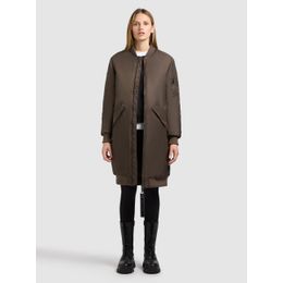 Wintermantel Khujo "LULU", Damen, Gr. XS, potter braun, Twill, 100% Nylon, unifarben, regular fit knielang, eingesetzt Rippb&uuml;ndchen, M&auml;ntel Wintermantel