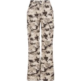 Bequeme Jeans DEF "DEF DEF Straight Fit Jeans", Damen, Gr. L, US-Gr&ouml;&szlig;en, beige camo, 100% Baumwolle, Jeans