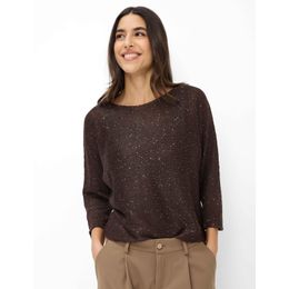 Strickpullover Brax "Style NALA", Damen, Gr. 34, dunkelbraun, Strick, 80% Polyester, 20% Baumwolle, U-Boot-Ausschnitt, Pullover Strickpullover