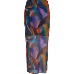 Sommerrock Urban Classics "Urban Classics Damen Ladies AOP Mesh Tube Skirt", Damen, Gr. M, multicolorreflection, 90% Polyester, 10% Elasthan, slim fit, R&ouml;cke
