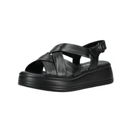 Keilsandalette Gabor COMFORT "Gabor Comfort Sandalen Glattleder", Damen, Gr. 39, schwarz, Glattleder, Schuhe