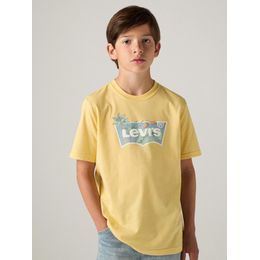 T-Shirt LEVI'S KIDS "LVB HIGH TIDE BATWING TEE", Jungen, Gr. 14 (164), raffia, Jersey, Obermaterial: 60% Baumwolle, 40% Polyester, bedruckt, normal h&uuml;ftbedeckend, Rundhals, Shirts T-Shirt, for Boys, mit Front-Print