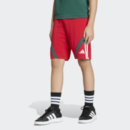 Shorts adidas Sportswear "J HOT SHO", Jungen, Gr. 116, N-Gr, better scarlet, wei&szlig;, team dunkelgr&uuml;n,, Obermaterial: 100% Polyester, Hosen Shorts