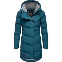 Wintermantel Ragwear "Pavla", Damen, Gr. M (38), blau (ocean), Au&szlig;enmaterial: 100% Polyester; Innenfutter: 100% Polyester; Wattierung: 100% Polyester, figurbetont ca. Mitte Oberschenkel, &Auml;rmel ohne &Auml;rmelschlitz Rippstrickb&uuml;ndchen, M&auml;ntel Wintermantel, stylischer Winterparka mit Teddyfutter und Kapuze