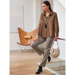 Longbluse Heine, Damen, Gr. 38, braun, 50% Baumwolle, 50% Polyester, unifarben, Blusen Longbluse