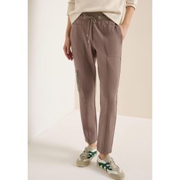 Stoffhose Cecil, Damen, Gr. L, L&auml;nge 28, coffee taupe, Stoff, 61% Viskose, 32% Polyamid, 7% Elasthan, unifarben, comfort fit kn&ouml;chelfrei, Hosen Stoffhose, Middle Waist