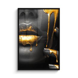 MuchoWow Poster mit Leiste Gesicht gold schwarz | Gr.: 20 x 30 cm