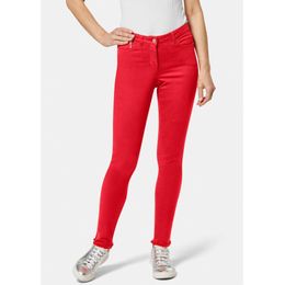 Madeleine Mode MADELEINE Mid Waist Skinny-Hose mit Fransen in rot | Gr.: 18