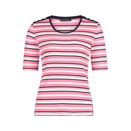 Betty Barclay Basic Shirt mit Rippenstruktur in Pink/Dark Blue | Gr.: 44