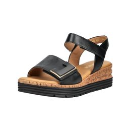 Keilsandalette Gabor COMFORT "Gabor Comfort Sandalen Glattleder", Damen, Gr. 42,5, schwarz, Glattleder, Schuhe