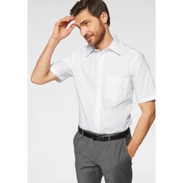 Kurzarmhemd OLYMP "Luxor comfort fit", Herren, Gr. 40, N-Gr, wei&szlig;, Web, Obermaterial: 100% Baumwolle, unifarben, bequem, abgesteppt, Hemden, Kurzarmhemd mit Brusttasche, b&uuml;gelfrei