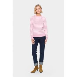 Saint Tropez Strickpullover MilaSZ Gerade Passform in Pink Nectar/Ice Mel Stripe | Gr.: XXL